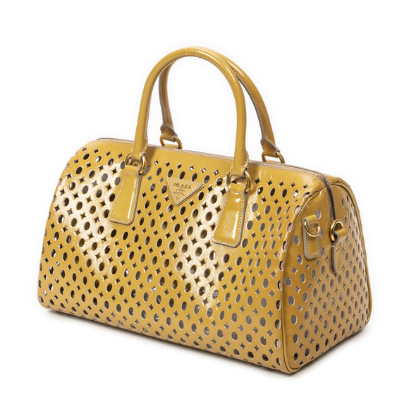 Prada | Bags | Prada Boston Bag In Cipria Perforated Saffiano Leather ...